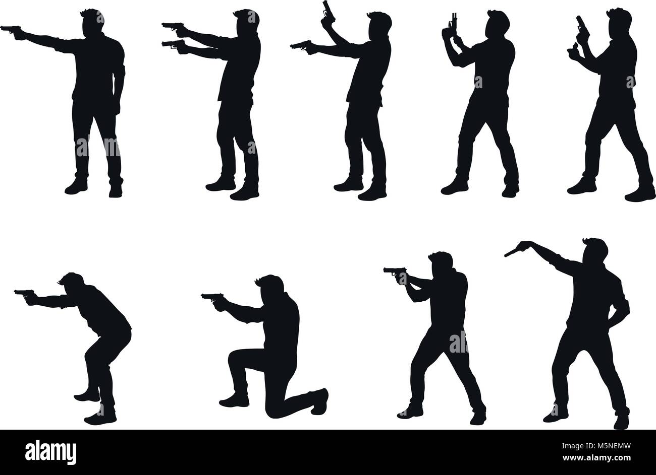 Set silhouette pistol in Stock Vector Images - Alamy
