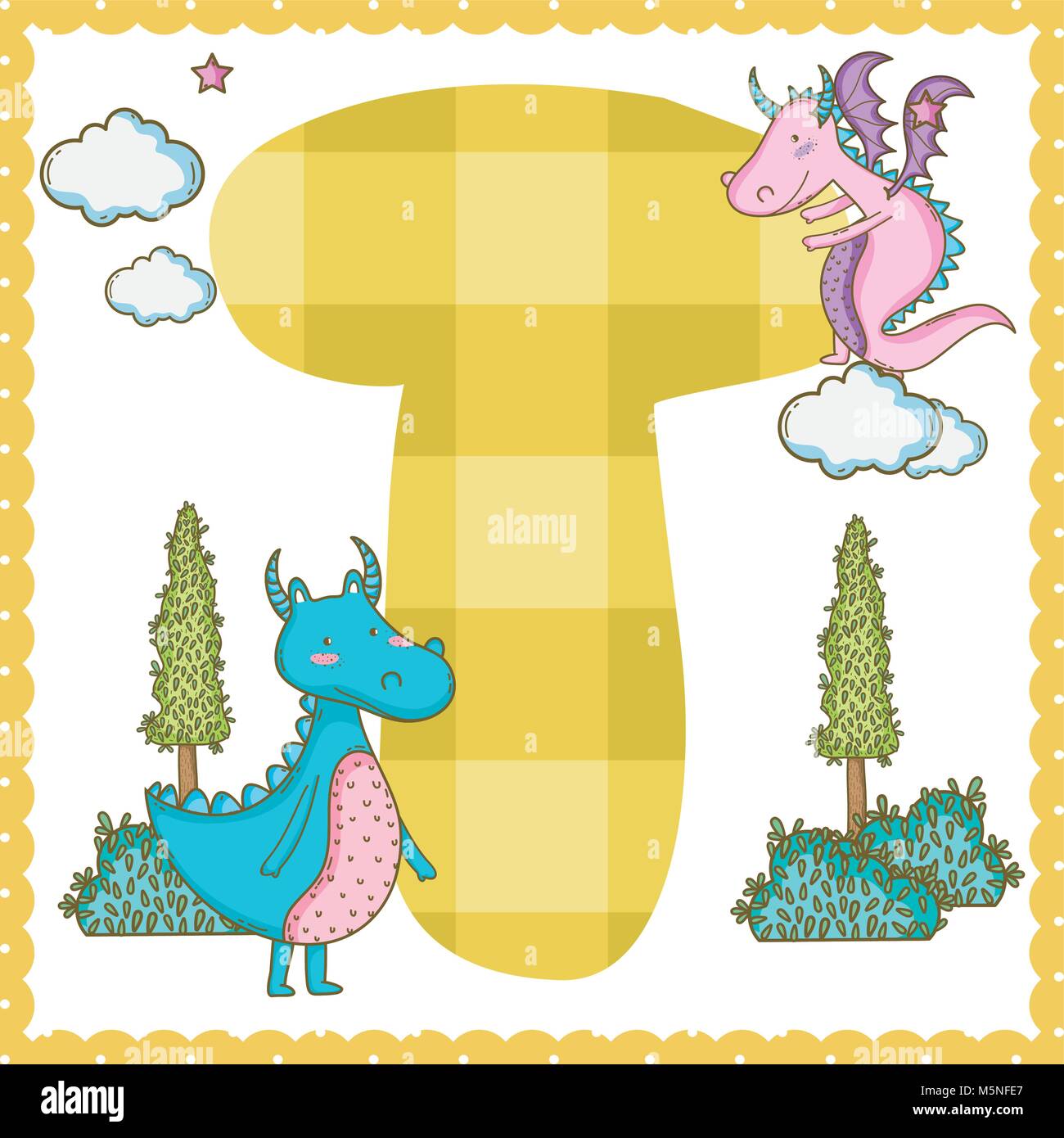 T alpahabet letter magic world concept vector illustration graphic ...