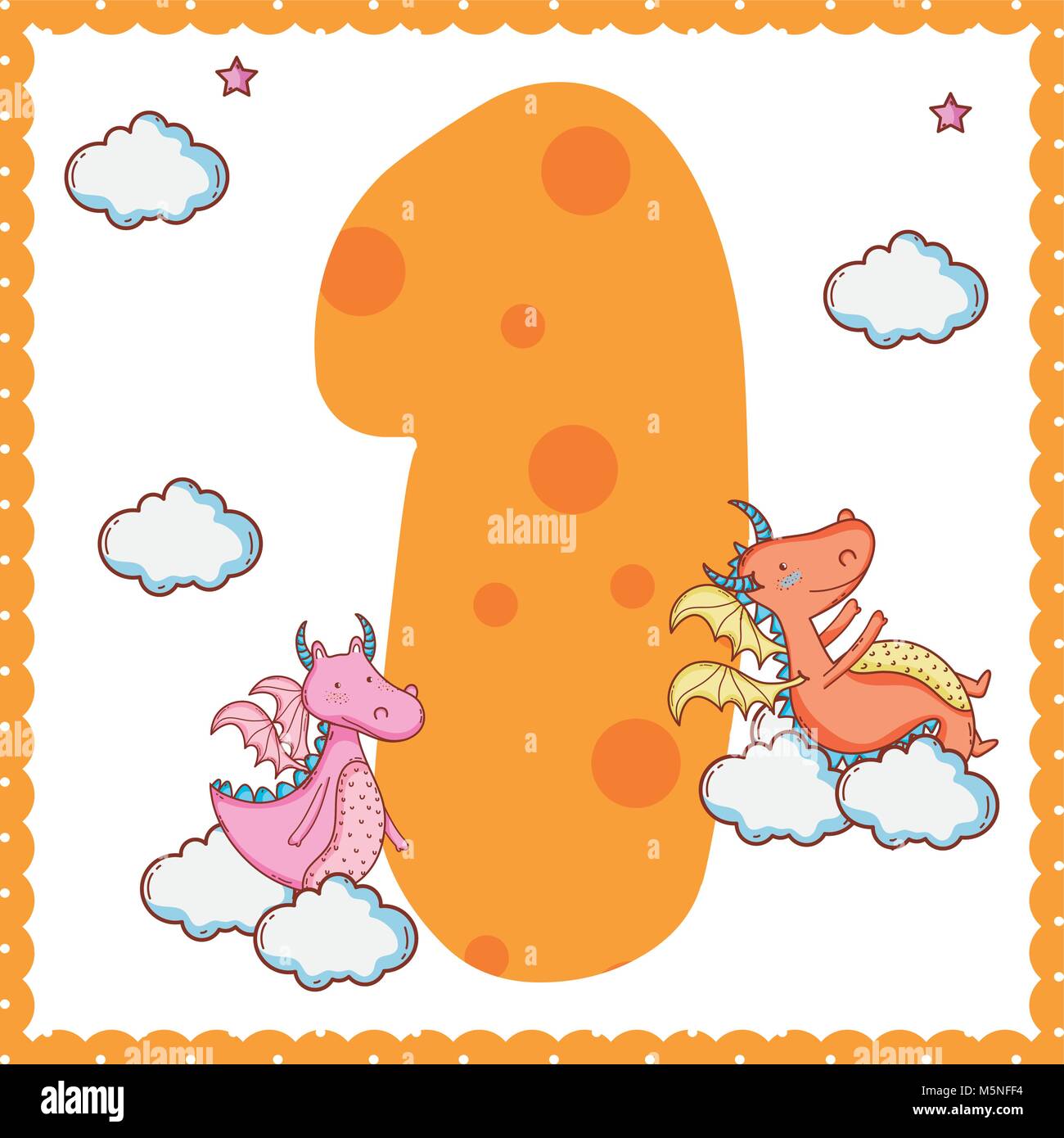 One number magic world cartoon vector illustration graphic design Stock ...