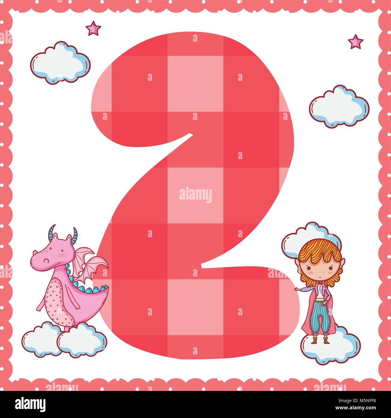 Two number magic world cartoon vector illustration graphic design Stock ...