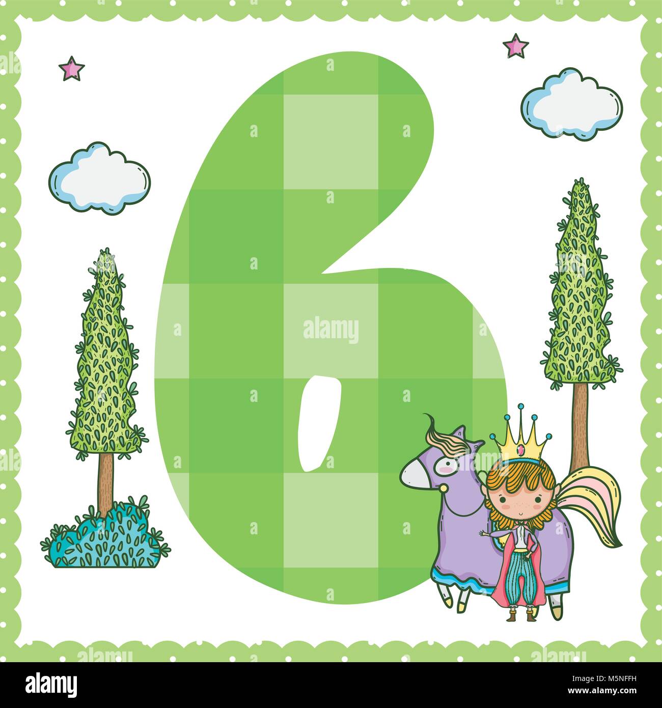 Six number magic world cartoon vector illustration graphic design Stock ...