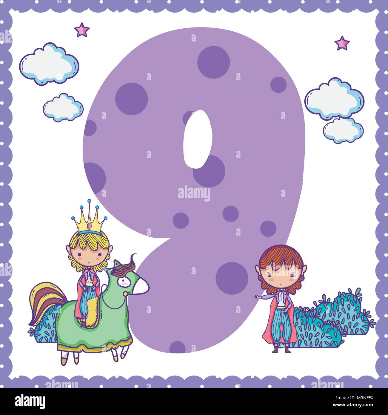 Nine number magic world cartoon vector illustration graphic design ...