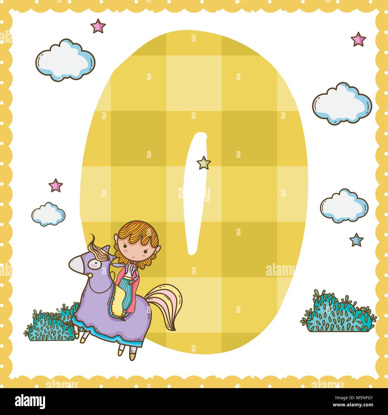 Zero number magic world cartoon vector illustration graphic design ...