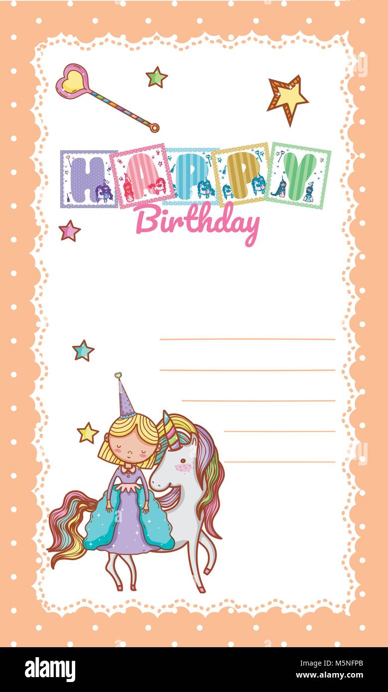 happy birthday magic world cartoons concept vector illustration graphic ...