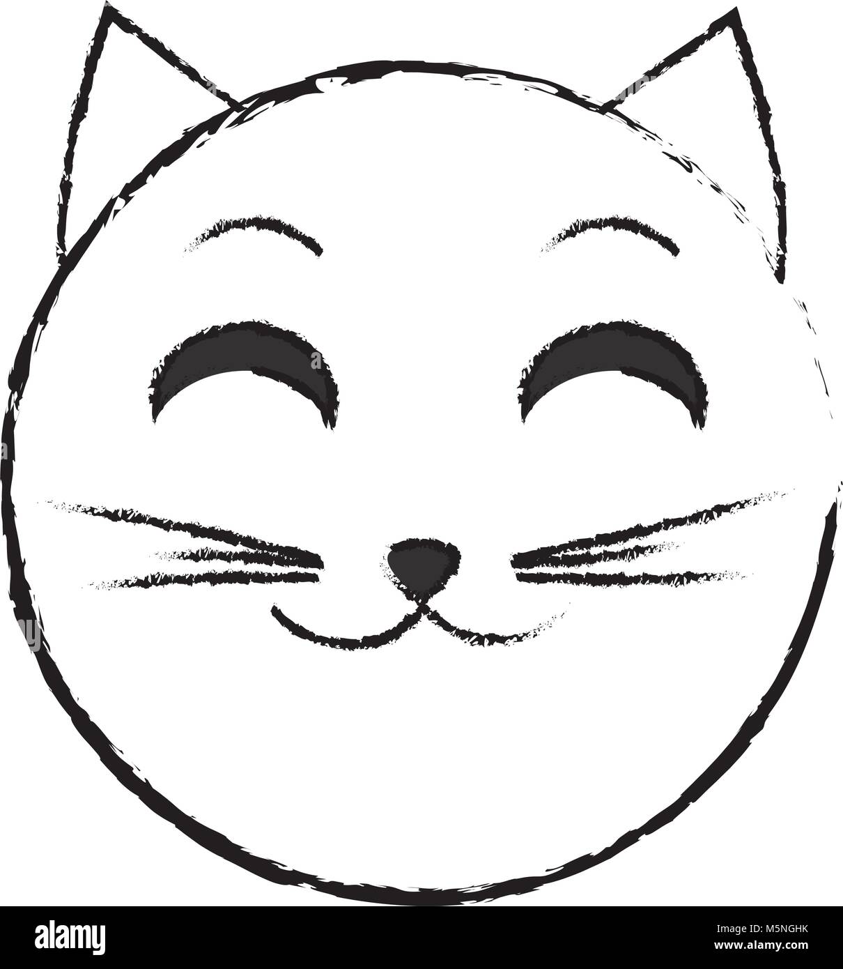 grunge smile cat face emoji expression vector illustration Stock Vector ...