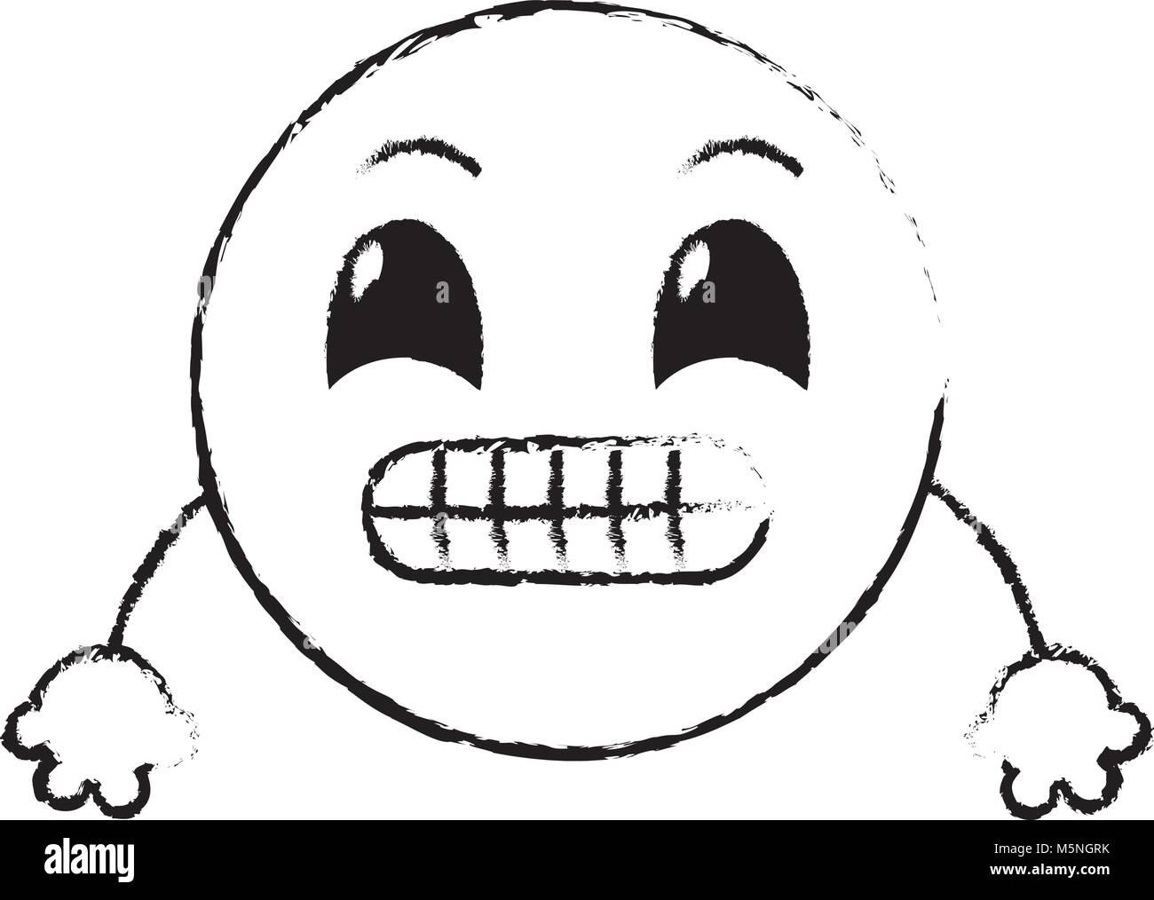 grunge ups emoji face expression with arms vector illustration Stock ...