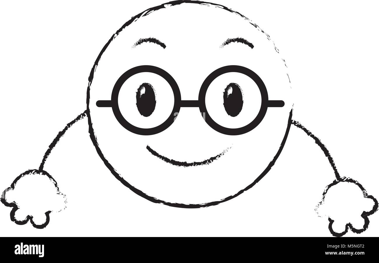 grunge nerd emoji face expression with arms vector illustration Stock ...