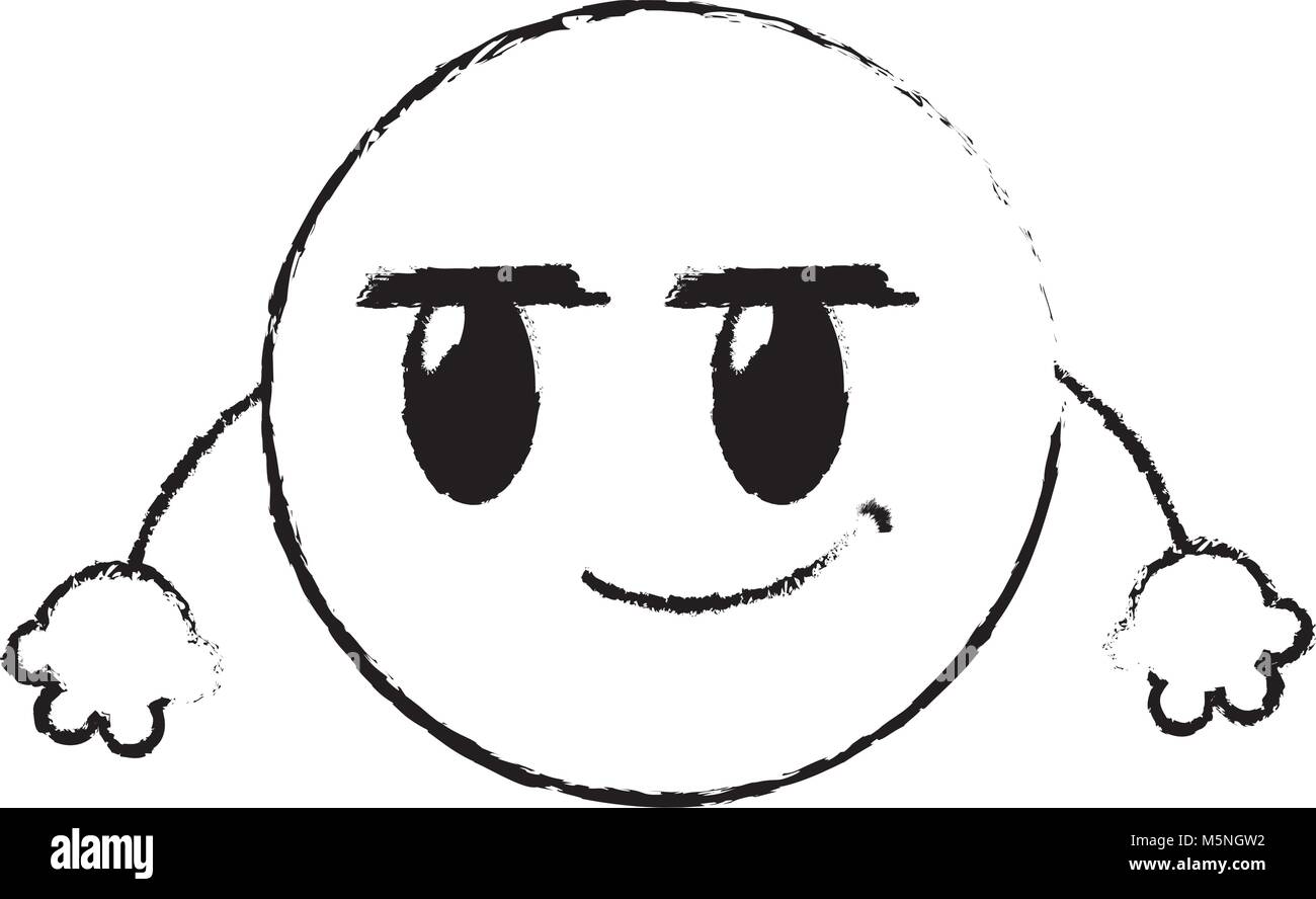 grunge rogue emoji face expression with arms vector illustration Stock ...