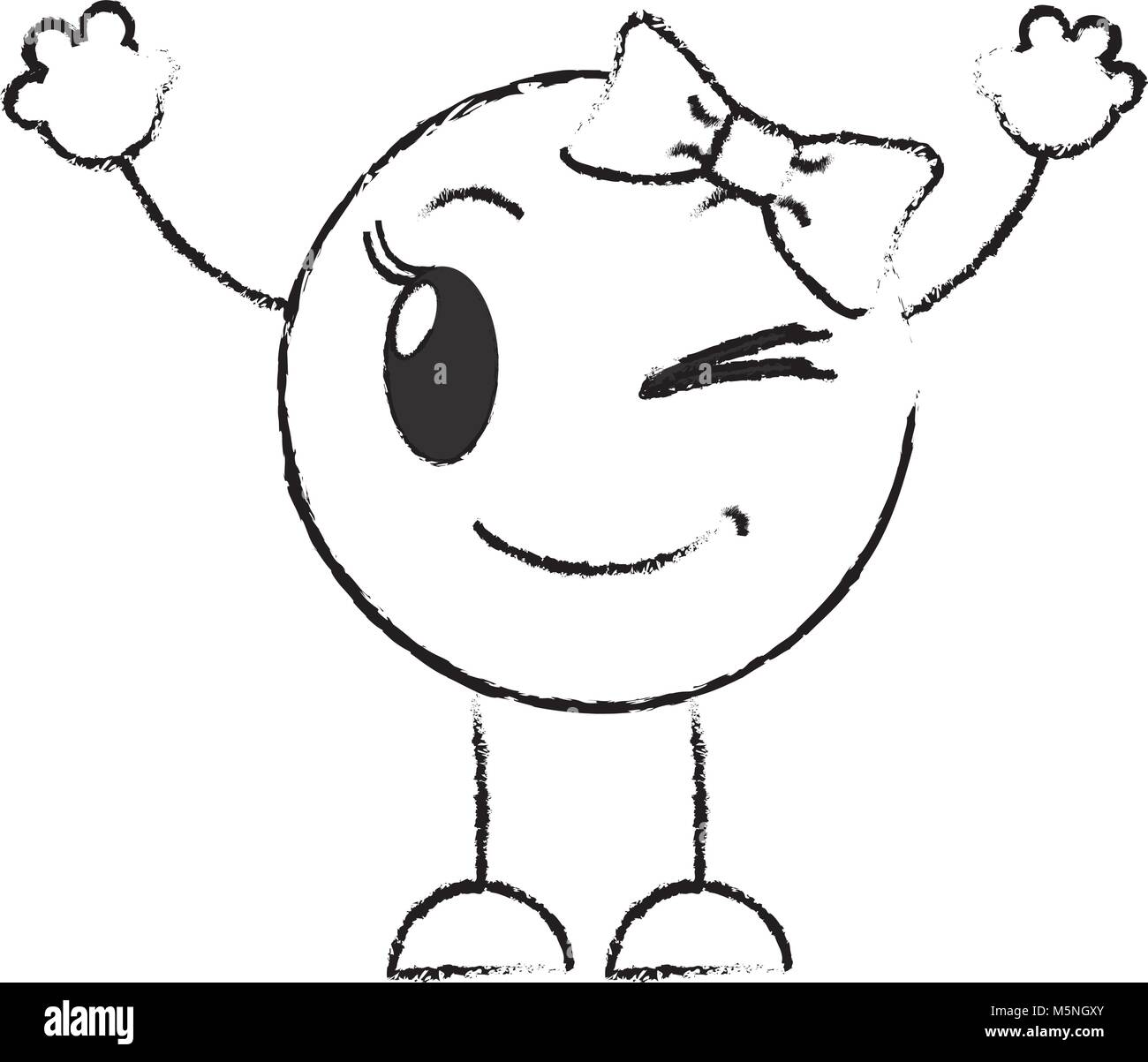 grunge good female emoji expression with arms and legs vector ...