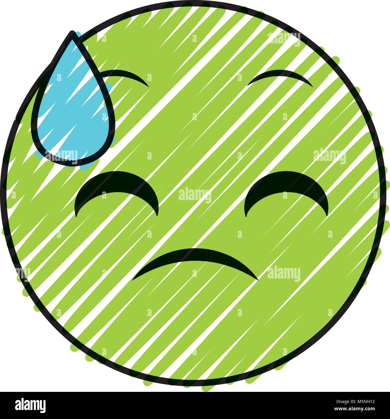doodle sweating face gesture symbol expression vector illustration ...