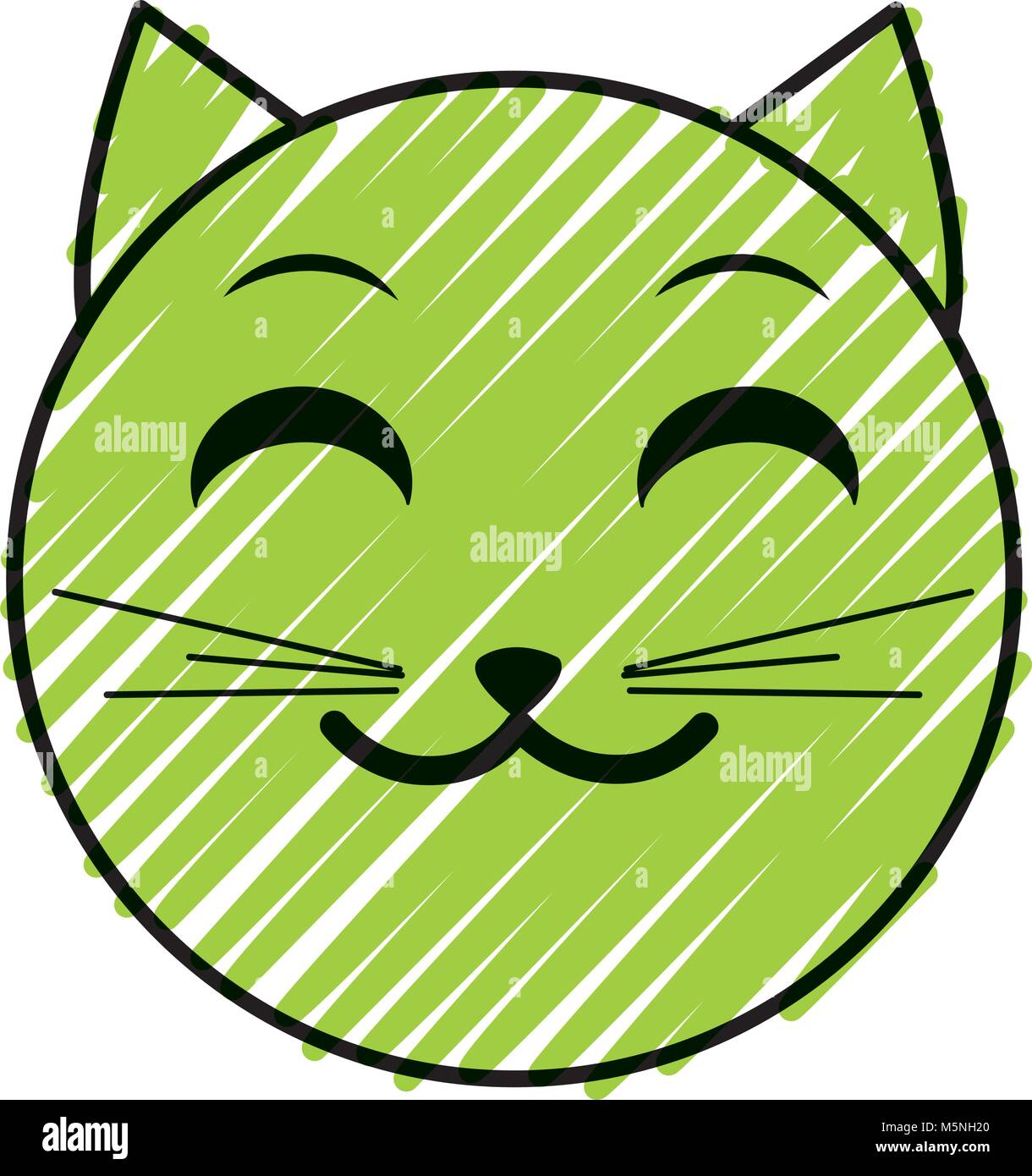 doodle smile cat face emoji expression vector illustration Stock Vector ...