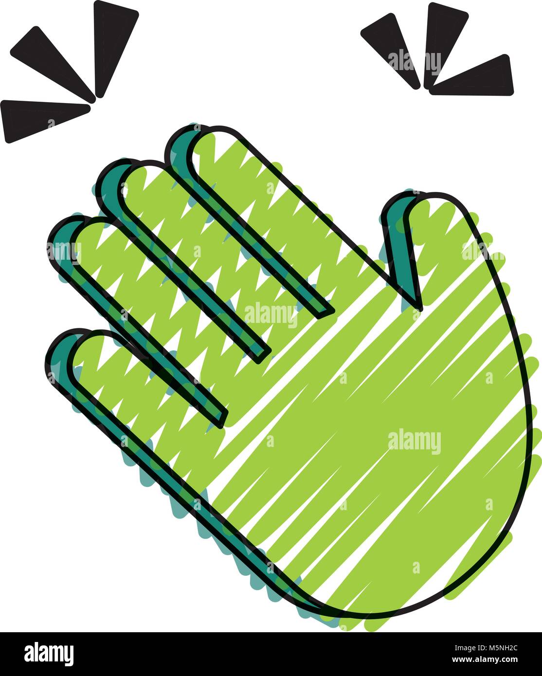doodle emoji hand waving gesture expression vector illustration Stock ...