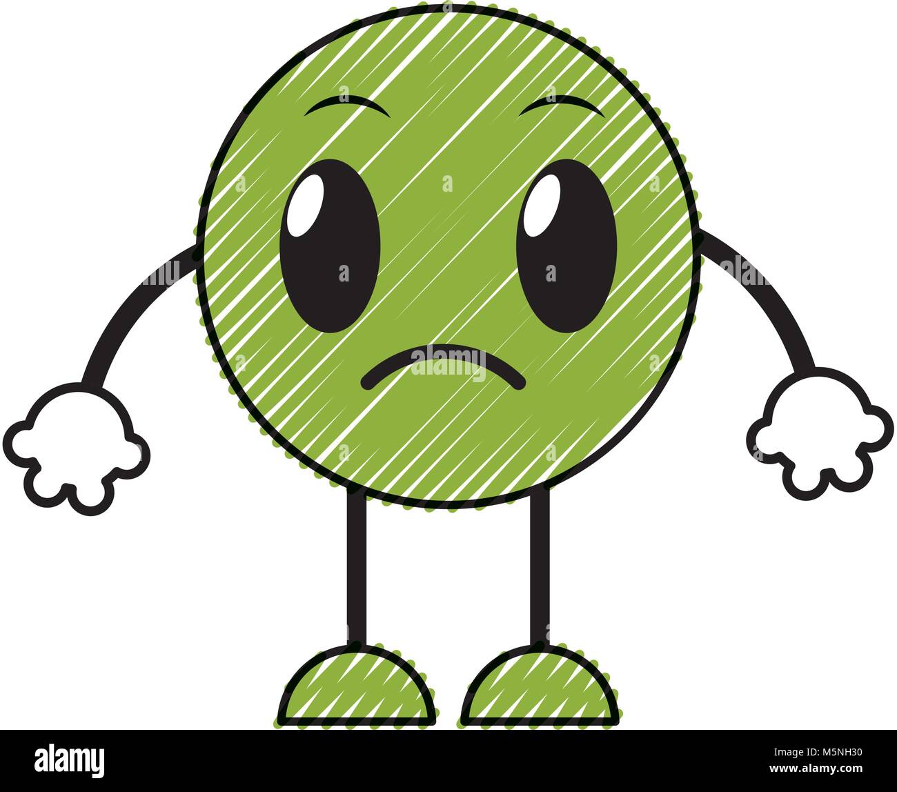 doodle sad emoji expression with arms and legs vector illustration ...