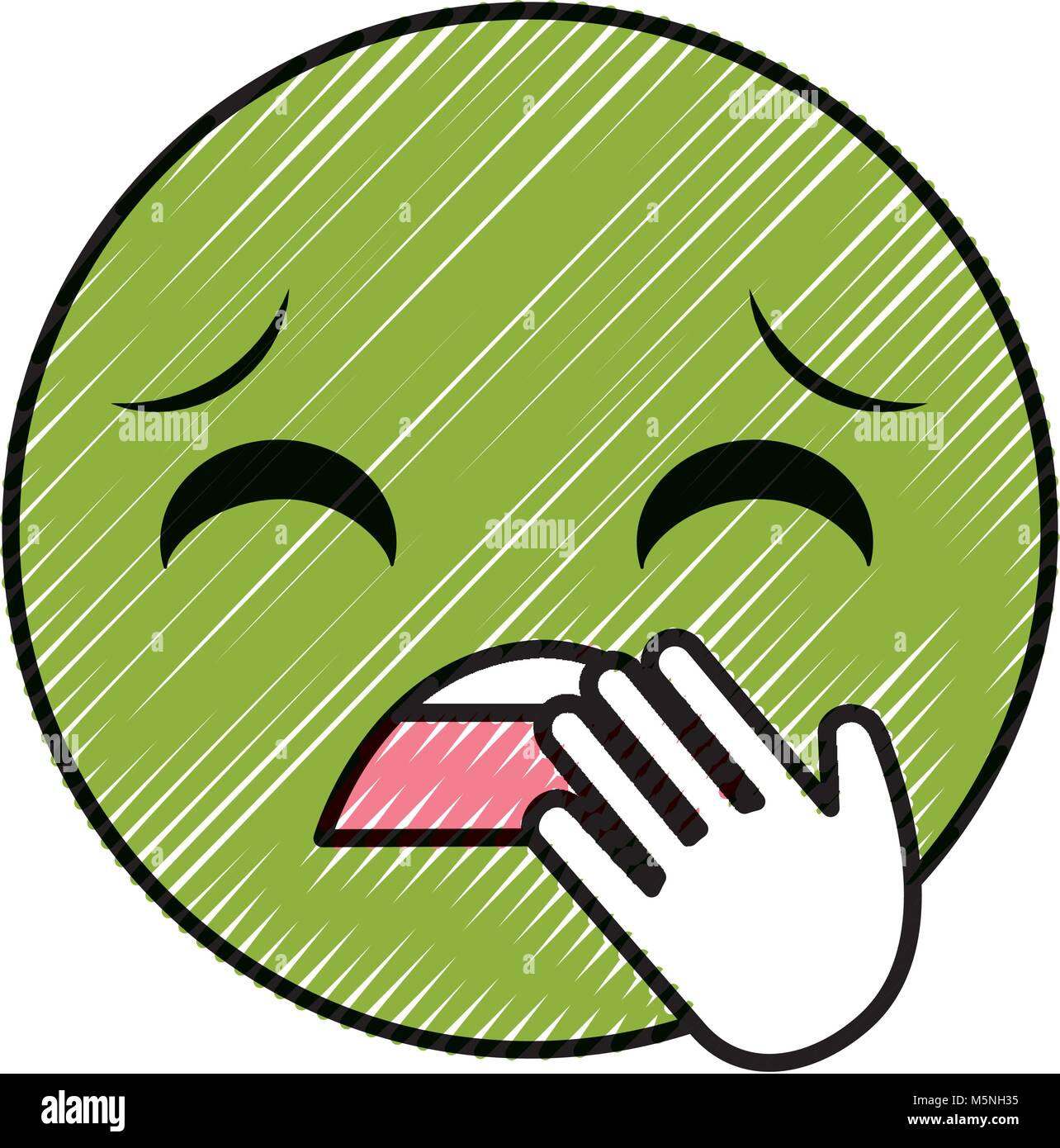 doodle yawning face gesture symbol expression vector illustration Stock ...