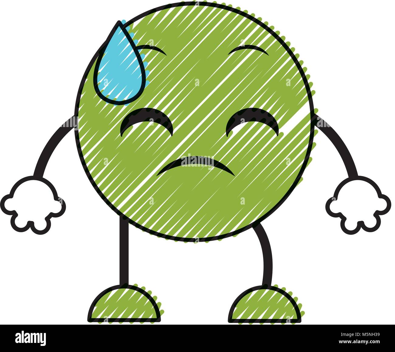 doodle sweating emoji expression with arms and legs vector illustration ...