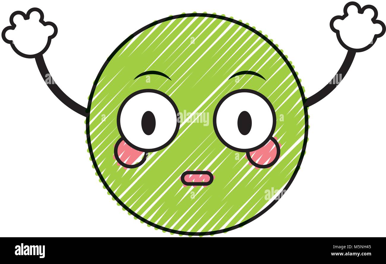 doodle surprised emoji face expression with arms Stock Vector Image ...