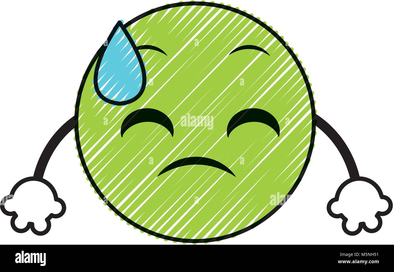 doodle sweating emoji face expression with arms Stock Vector Image ...