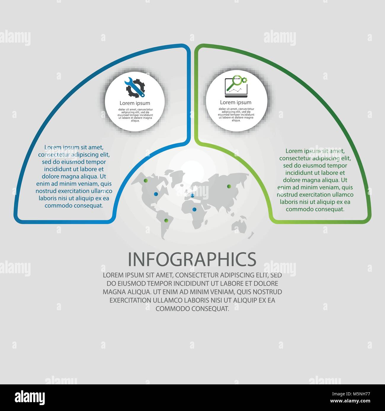 Vector illustration. Infographics in the form of a circle and 2 ...
