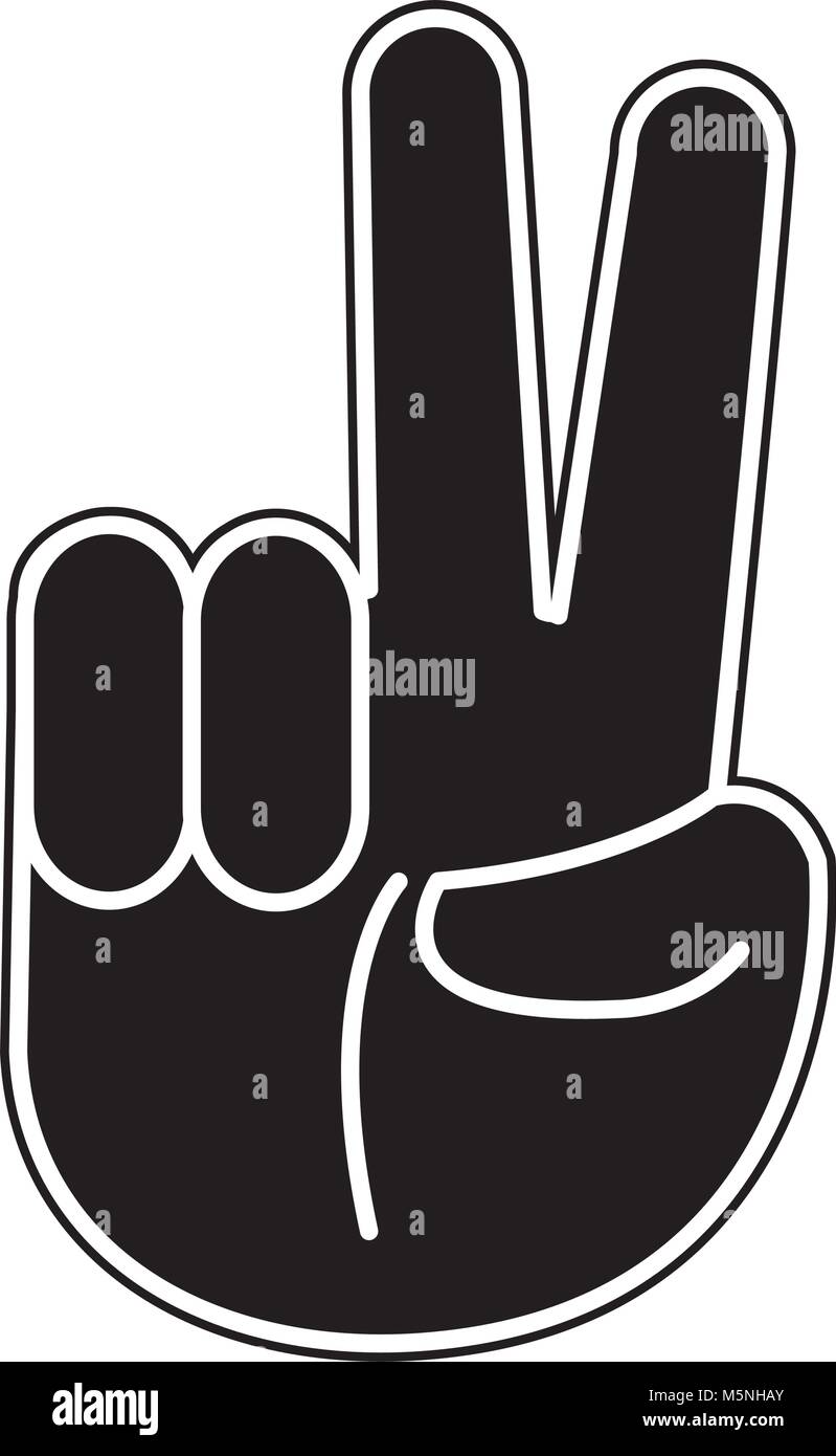 silhouette emoji hand peace and love gesture expression Stock Vector ...