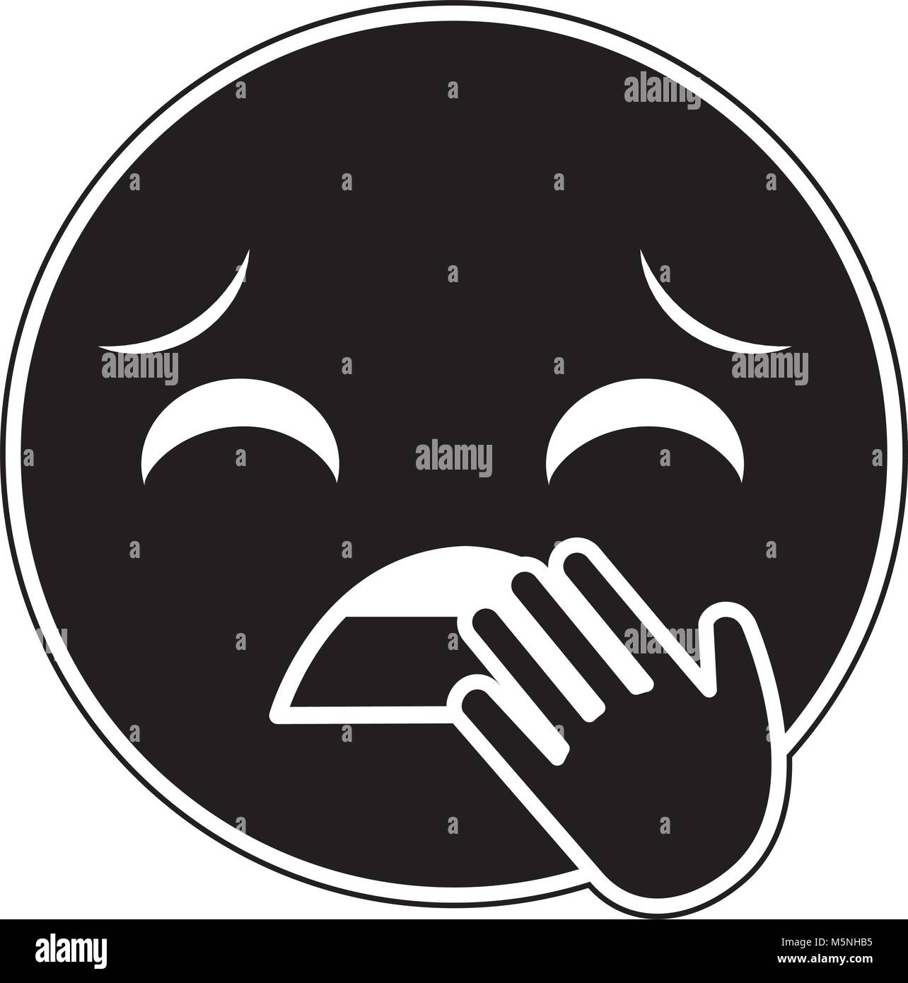 silhouette yawning face gesture emoji expression Stock Vector Image ...