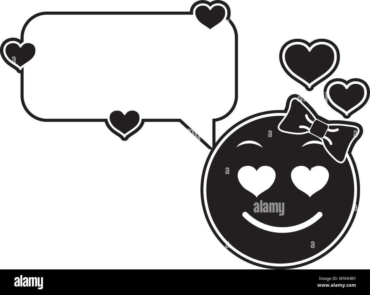 silhouette female emoji enamored face with chat bubble Stock Vector ...