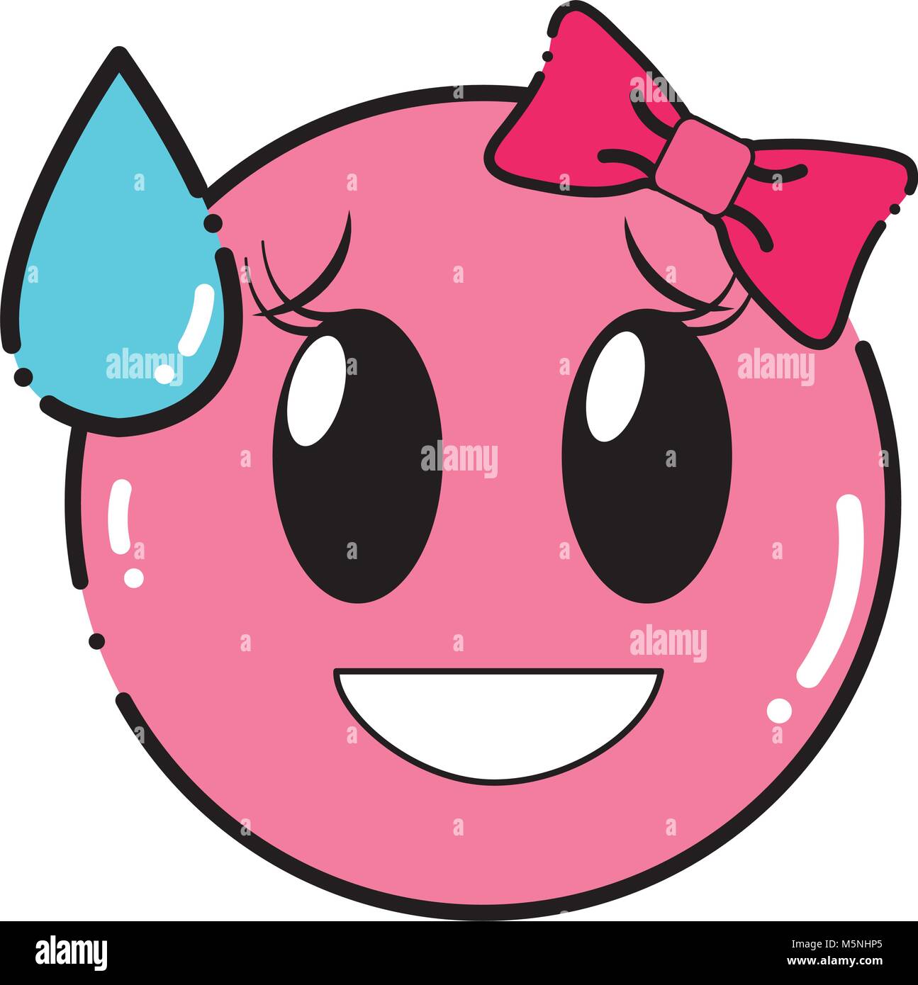 color shame laugh female emoji expression with ribbon bow Stock Vector ...