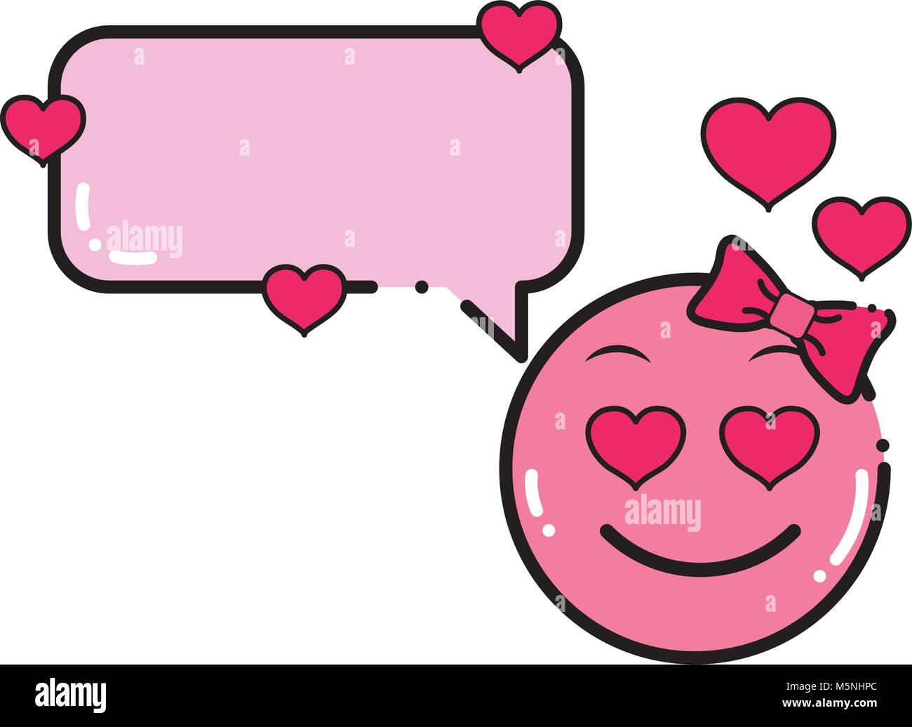 color female emoji enamored face with chat bubble Stock Vector Image ...