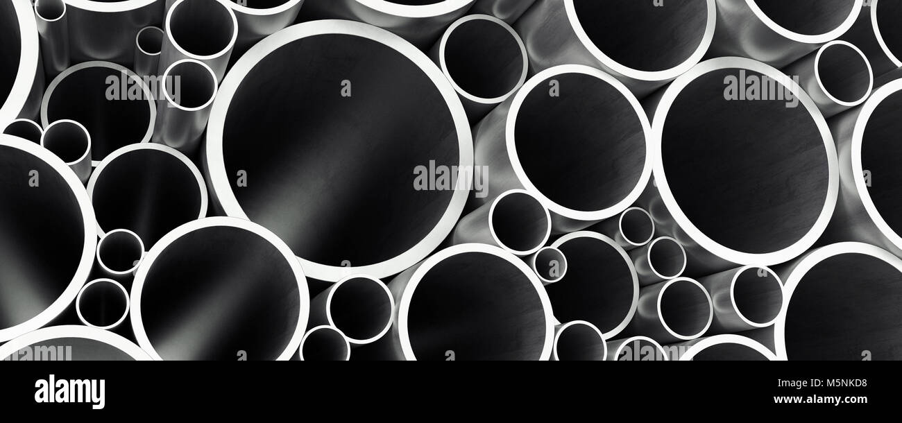 Metal pipes as background. 3D rendering Stock Photo - Alamy
