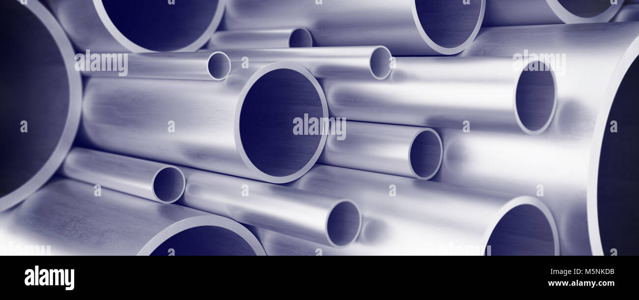 Metal pipes as background. 3D rendering Stock Photo - Alamy
