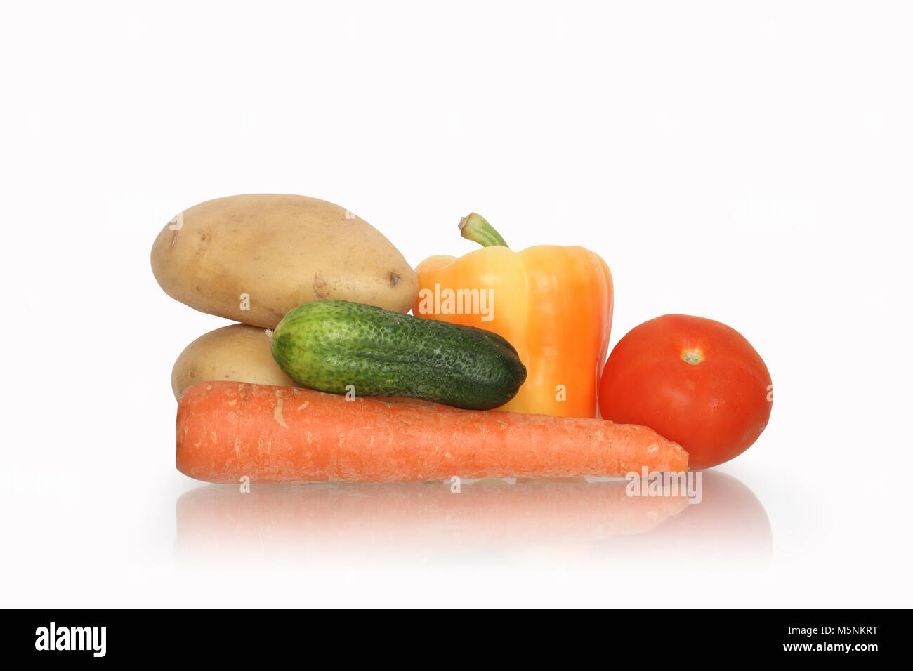 Set of various raw vegetables isolated on white background with ...