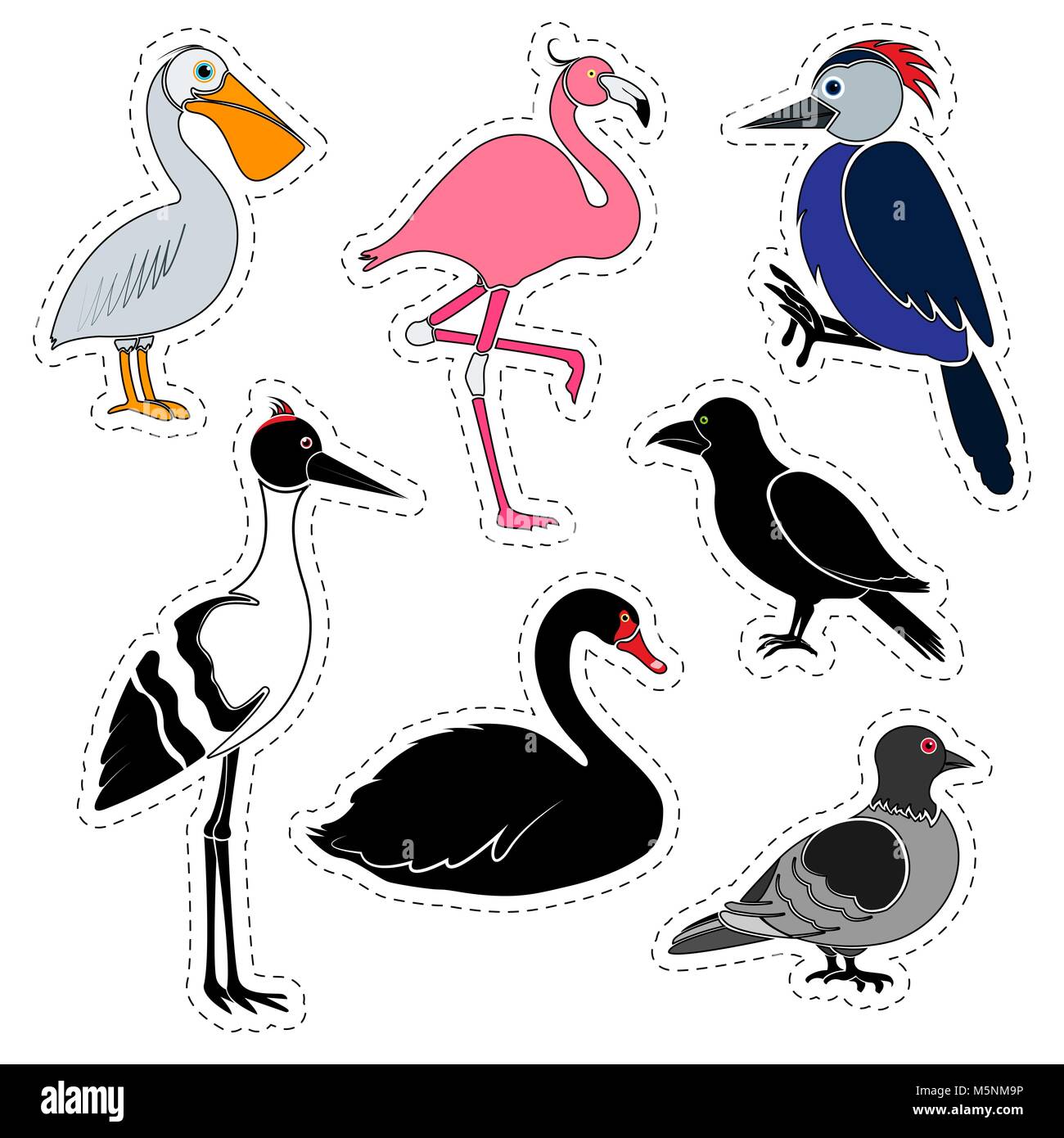 Set of stickers. Different birds isolated on white background Stock ...