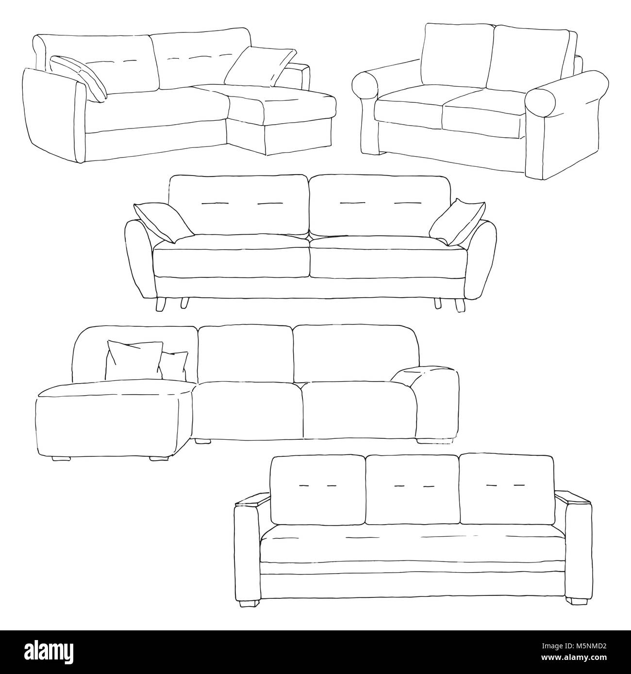 Living room sofas white Stock Vector Images - Alamy