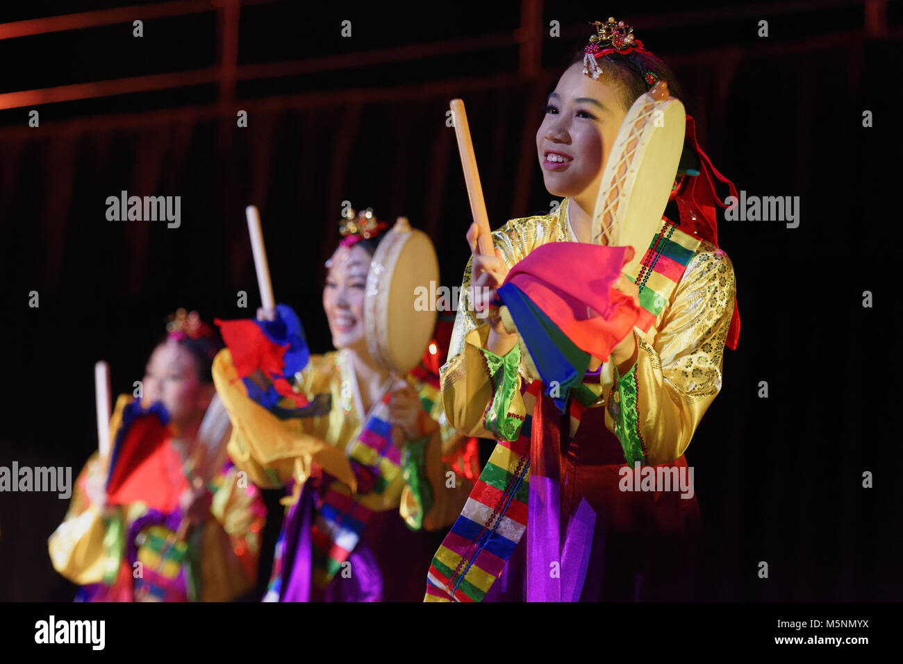 Saint-Petersburg, Russia - February 6, 2018: Dance group Bihua performs ...