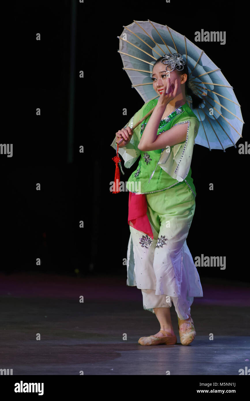 Saint-Petersburg, Russia - February 6, 2018: Lee Jing-Jing performs the ...