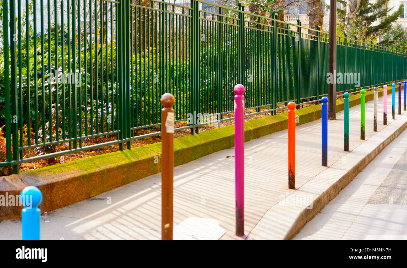 Colorful poles in paris Stock Photo - Alamy