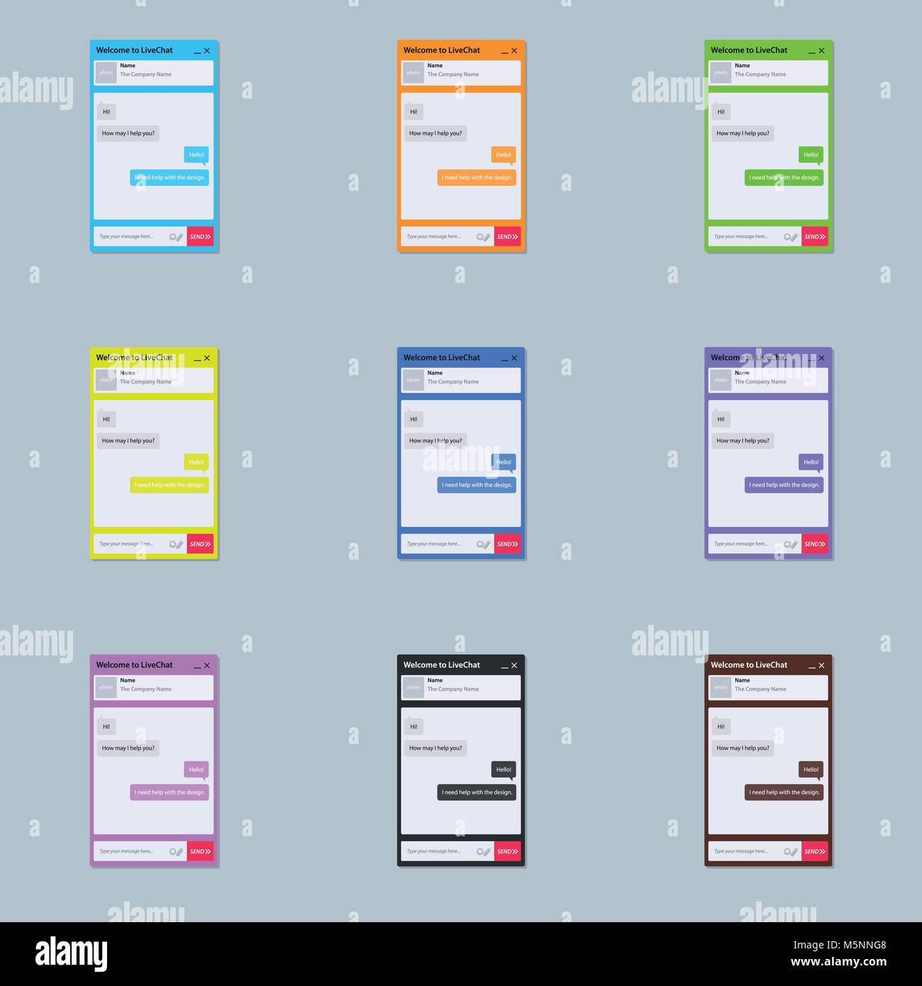 Chat window set of different colors Stock Vector Image & Art - Alamy