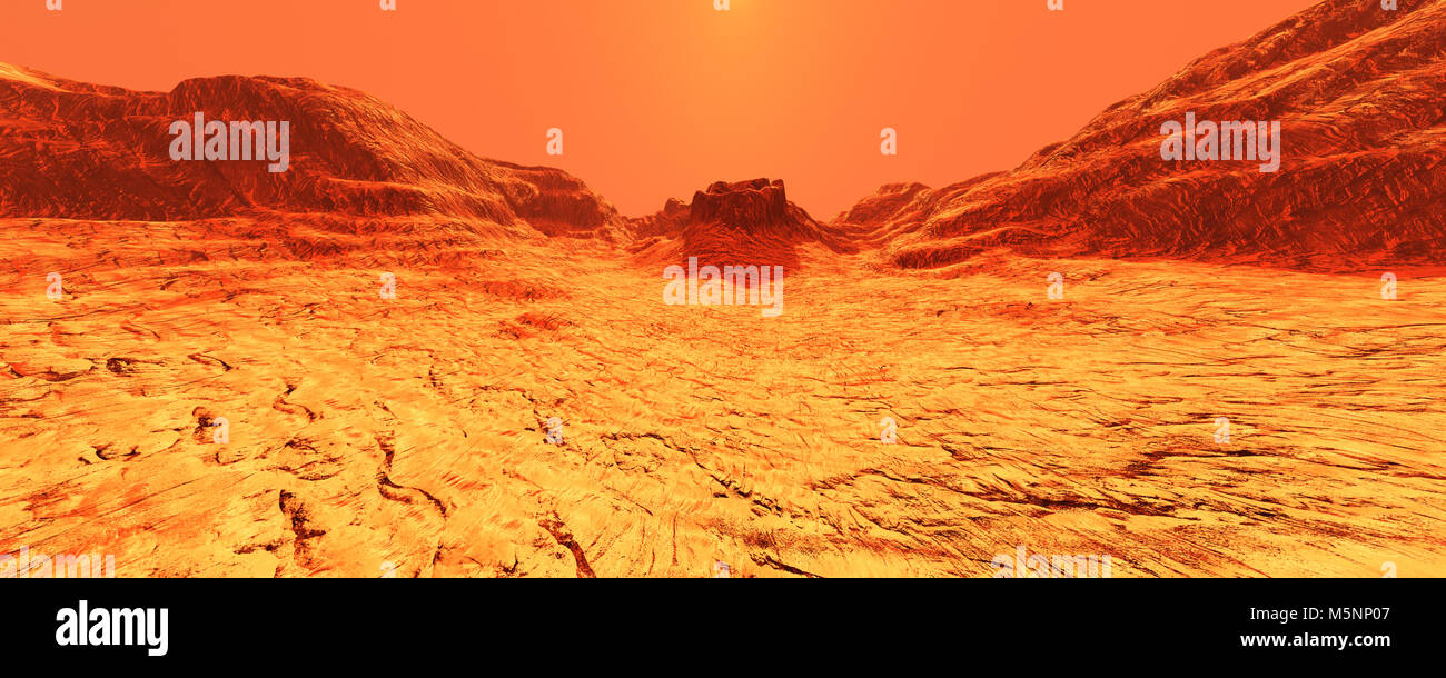 3D rendering of a red planet Mars landscape Stock Photo - Alamy