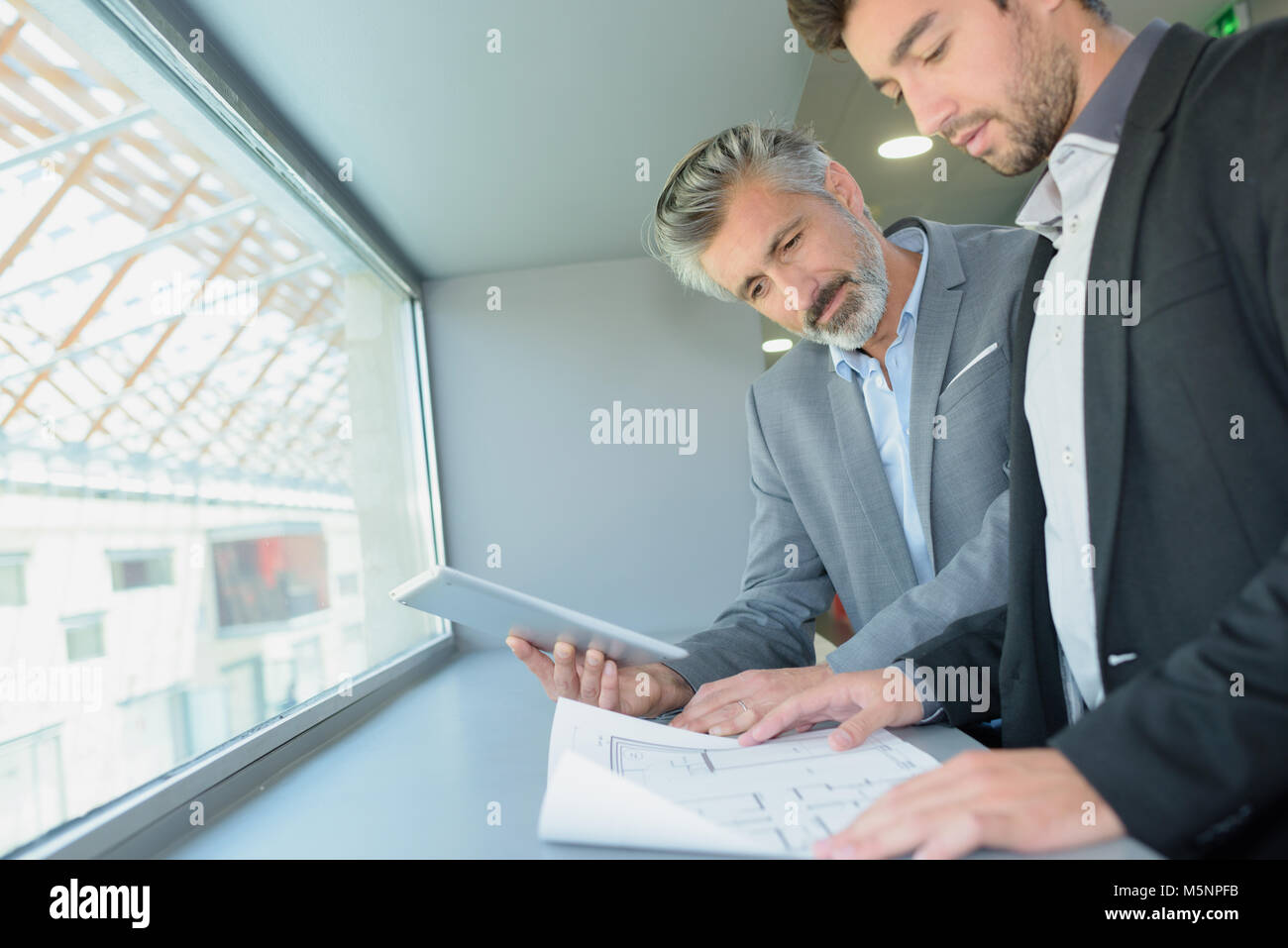 two employees in their office working together Stock Photo - Alamy