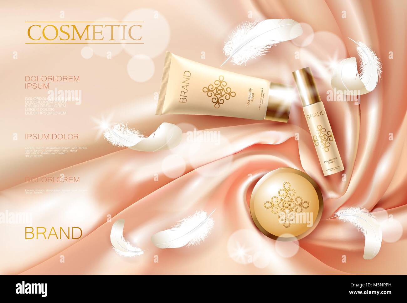 Realistic skin care cream. Tube spray, container cosmetic light ...