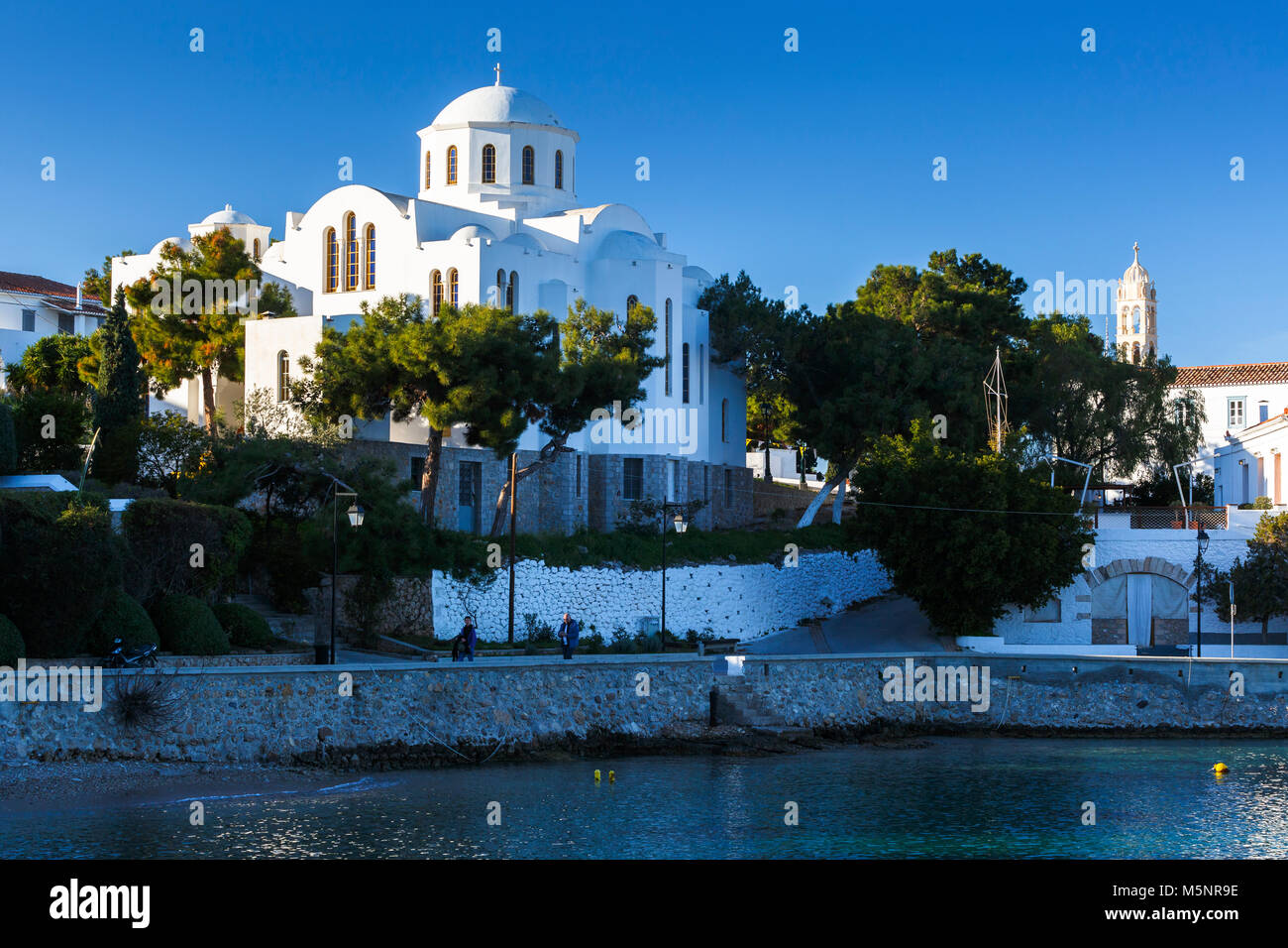 View of traditional architecture in Spetses village, Greece Stock Photo ...