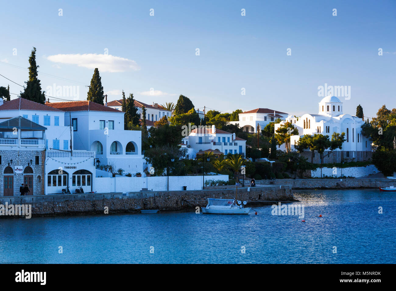 View of traditional architecture in Spetses village, Greece Stock Photo ...