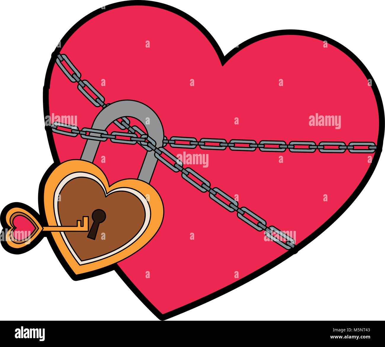 Heart chain padlock key Stock Vector Images - Alamy