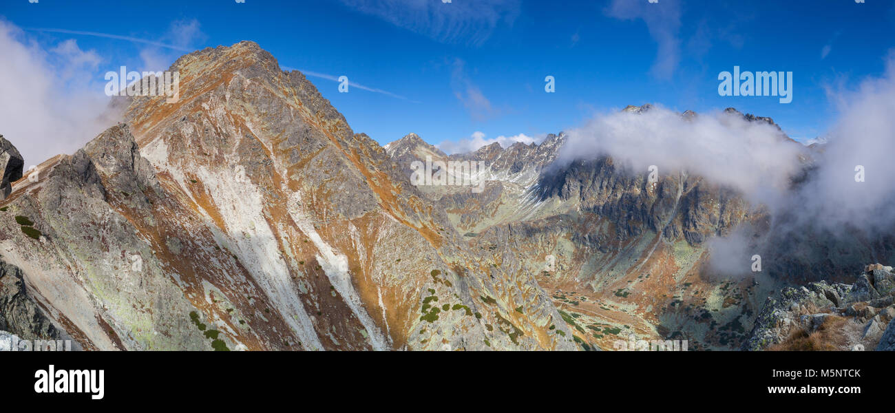 View from the top of the mountain (Predne Solisko) in the High Tatras ...