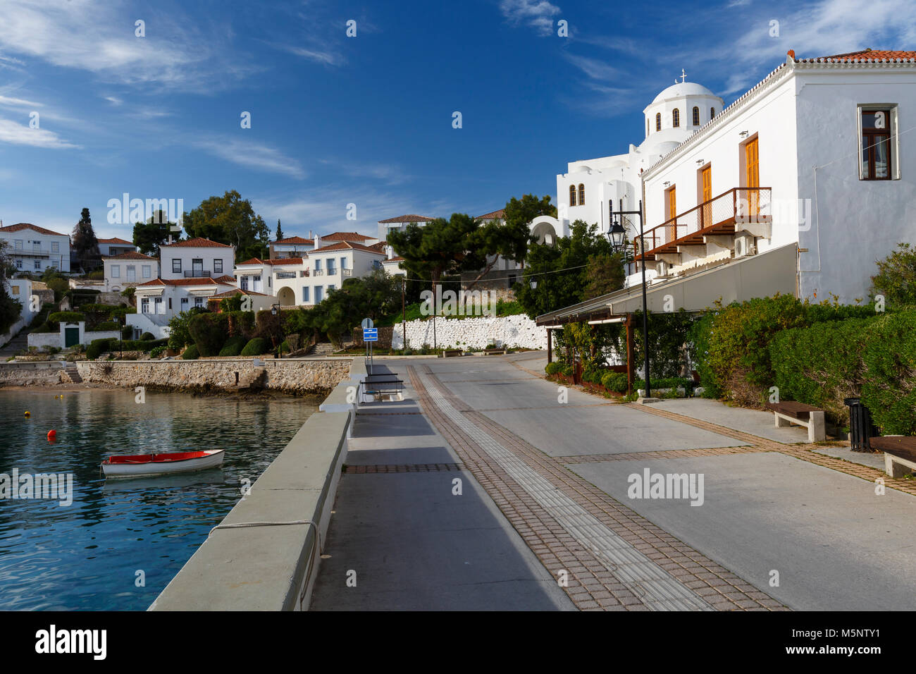 Traditional architecture in Spetses seafront, Greece Stock Photo - Alamy