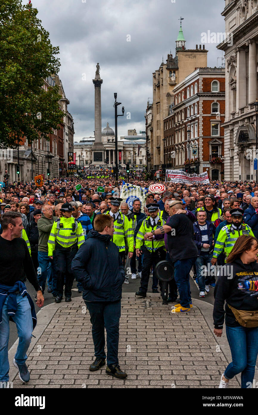 Football fans from across the UK marching against extremism under the ...