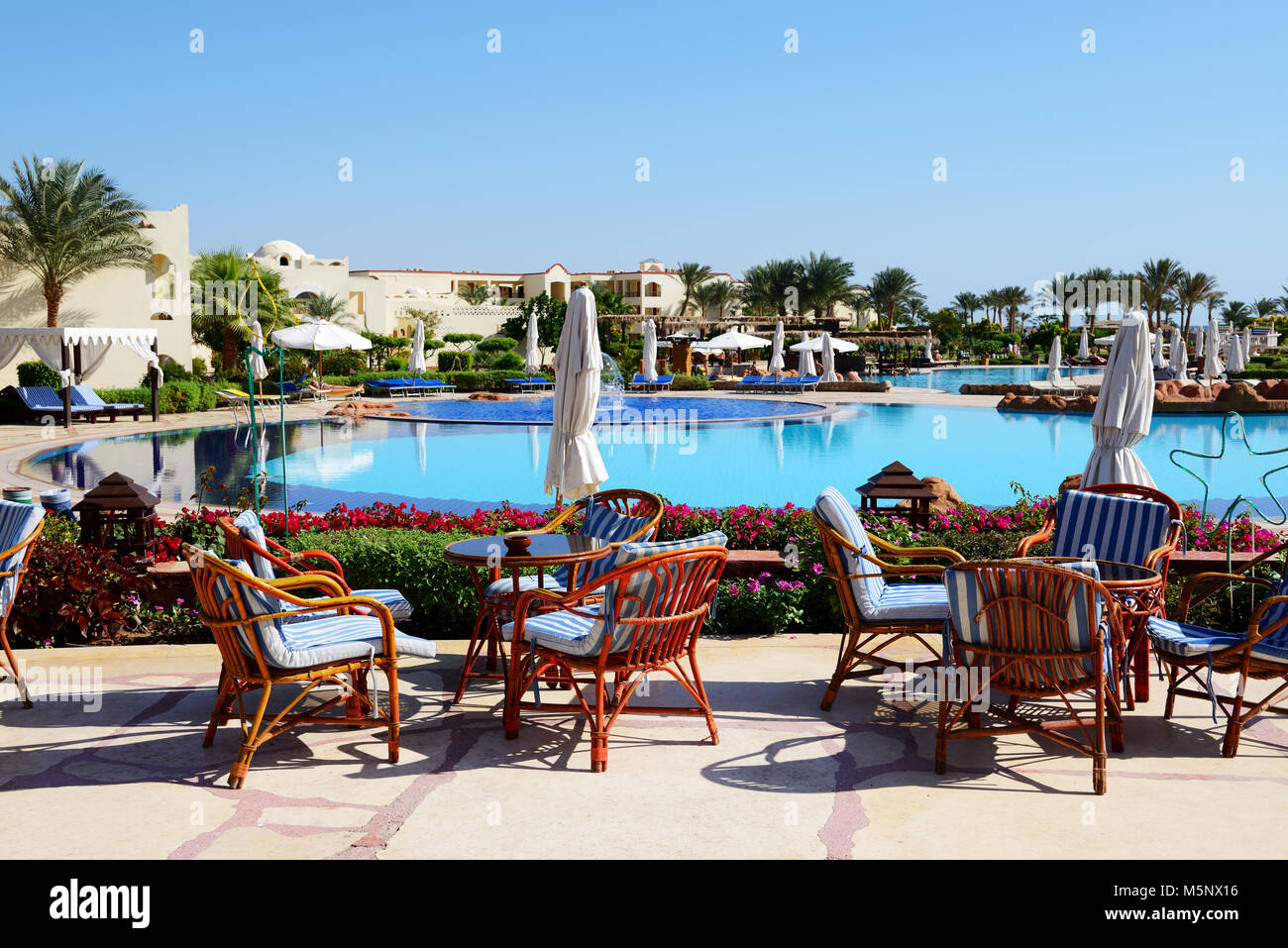 The swimming pool at luxury hotel, Sharm el Sheikh, Egypt Stock Photo ...