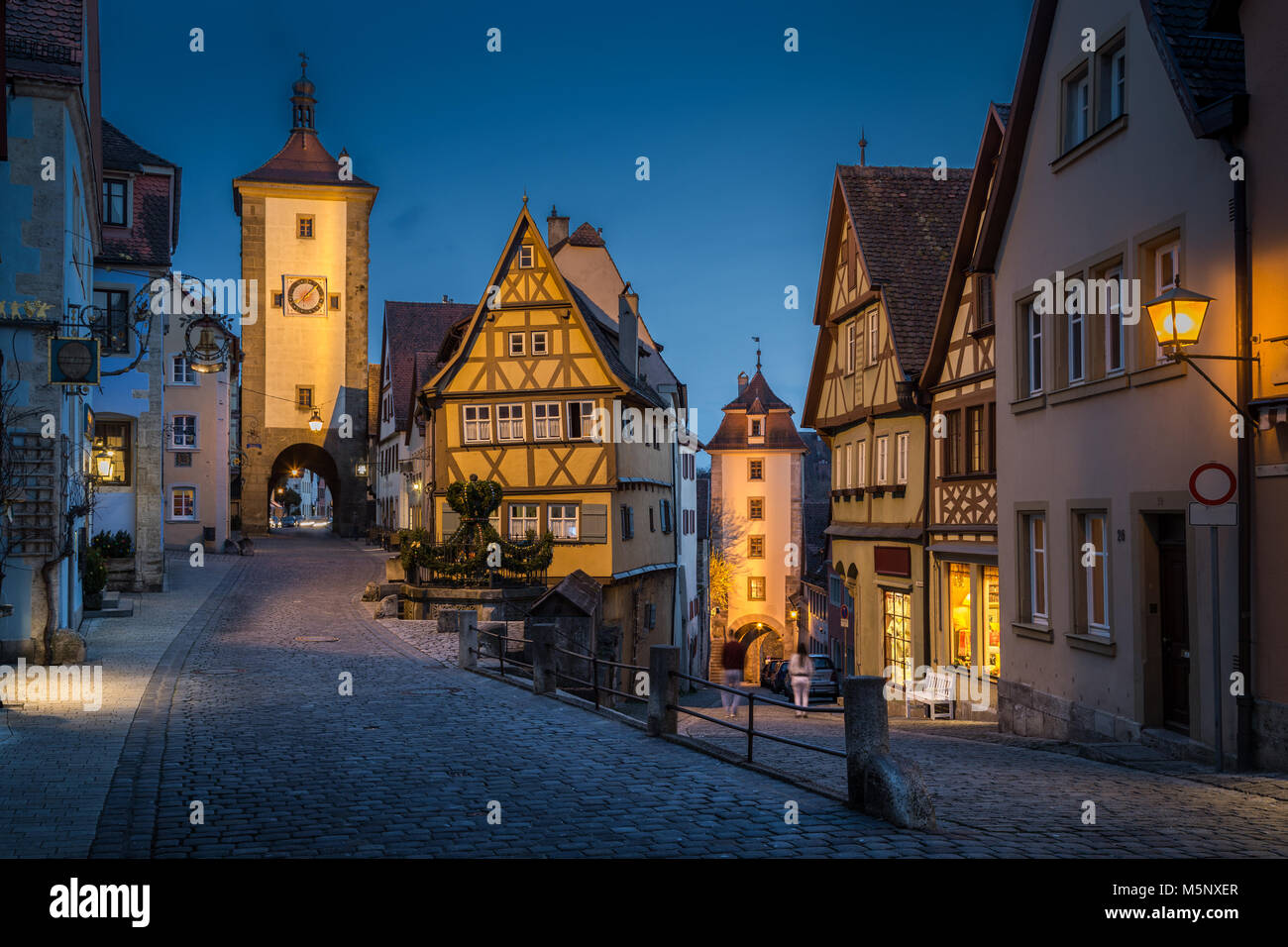 Classic view of the medieval town of Rothenburg ob der Tauber ...