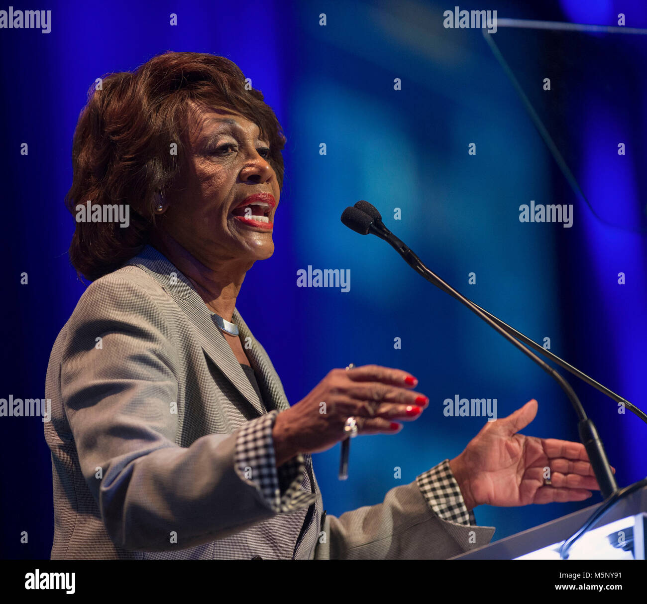 San Diego, California, USA. 24th Feb, 2018. Congresswoman MAXINE WATERS ...