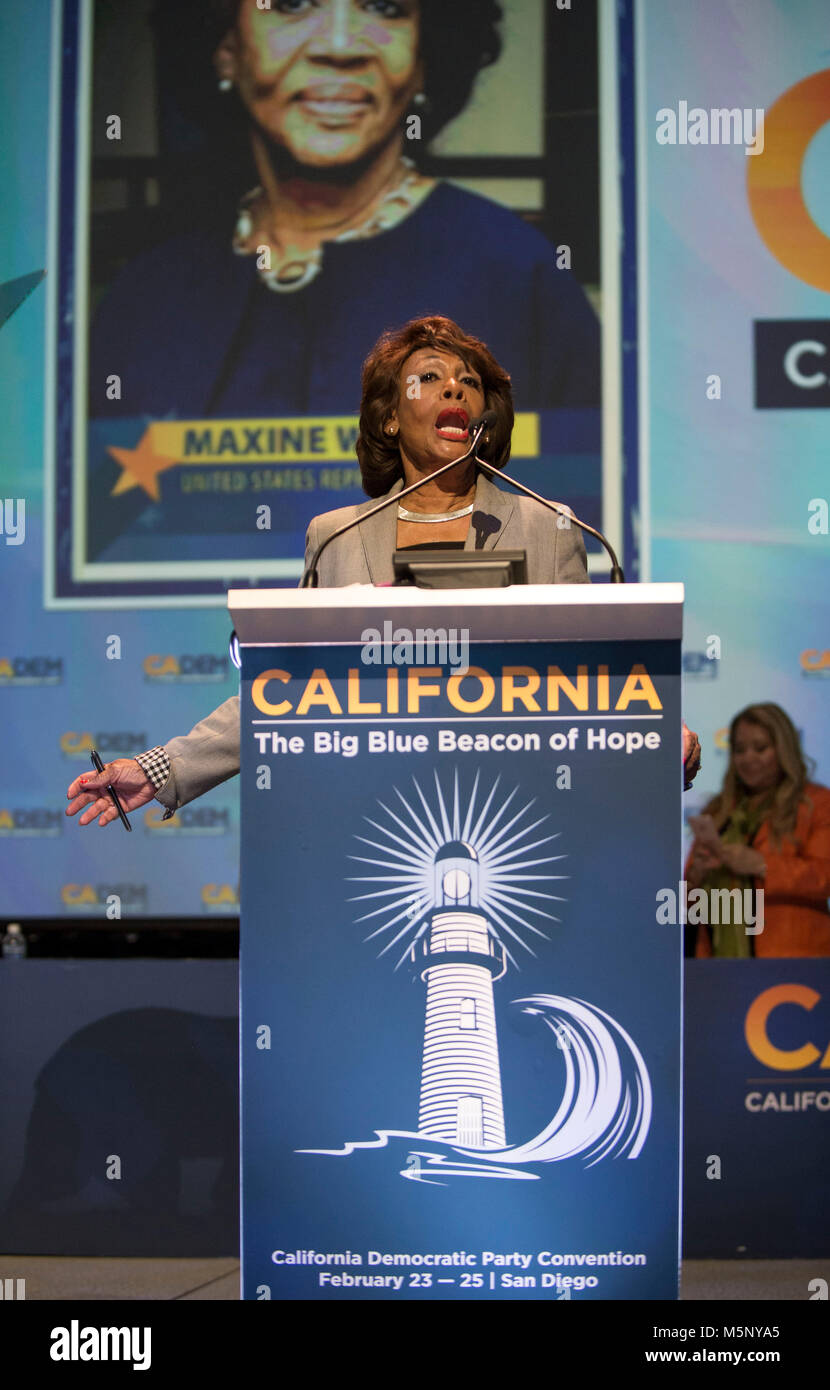 San Diego, California, USA. 24th Feb, 2018. Congresswoman MAXINE WATERS ...