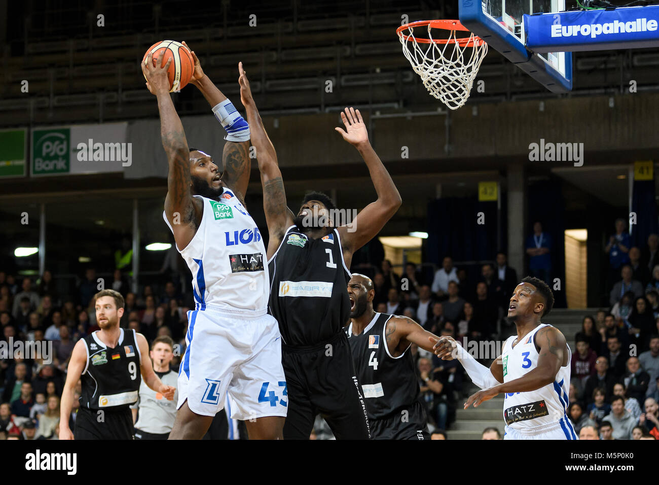 Karlsruhe, Deutschland. 24th Feb, 2018. Cyrus Lamont Tate (Lions ...